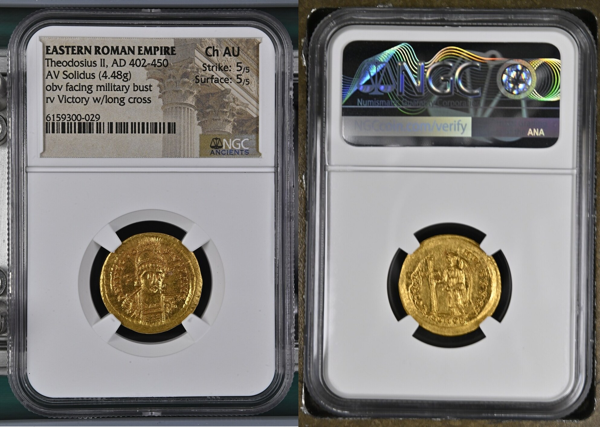 EASTERN ROMAN EMPIRE Theodosius II, AD 402-450 NGC Ch AU 5/5 -5/5 ...