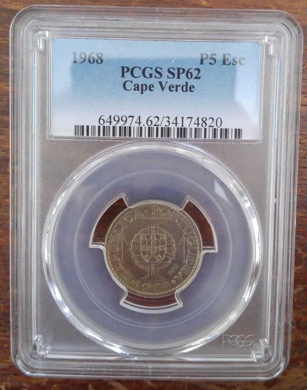 5 ESCUDOS 1968 CAPE CABO VERDE UNC COIN YEAR KM#Pr41 PROVA ESSAI PCGS SP62 | MA-Shops