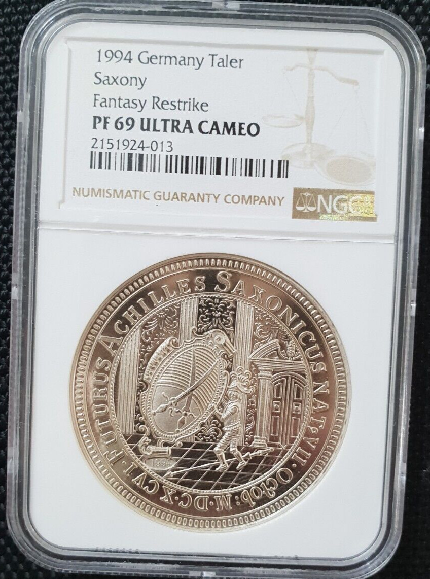 Taler NGC Dresden 1696 1994 PF69 UC Silver City View Official Restrike ...