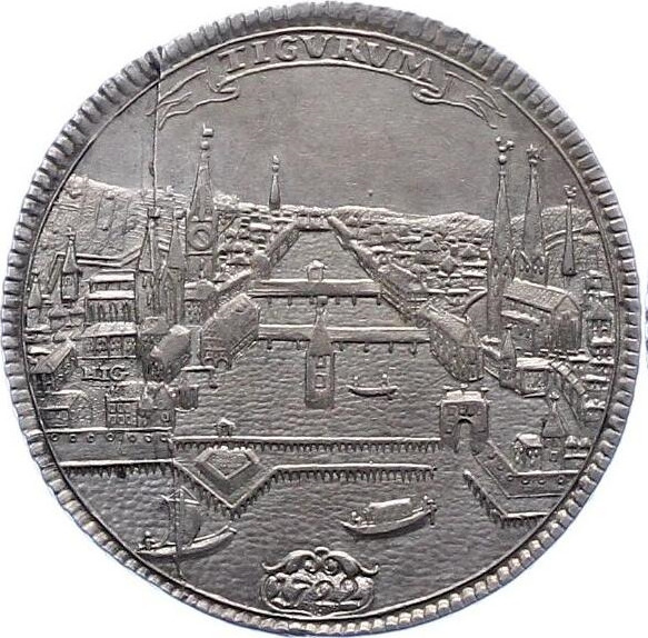 1/2 Thaler 1722 Zurich Unc City View Silver Taler Coin Switzerland Rare ...