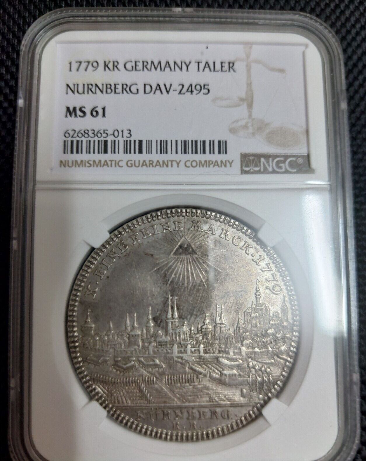61 1 Thaler 1779 NGC Nurnberg MS Silver City View Coin Germany Rare Type | MA-Shops