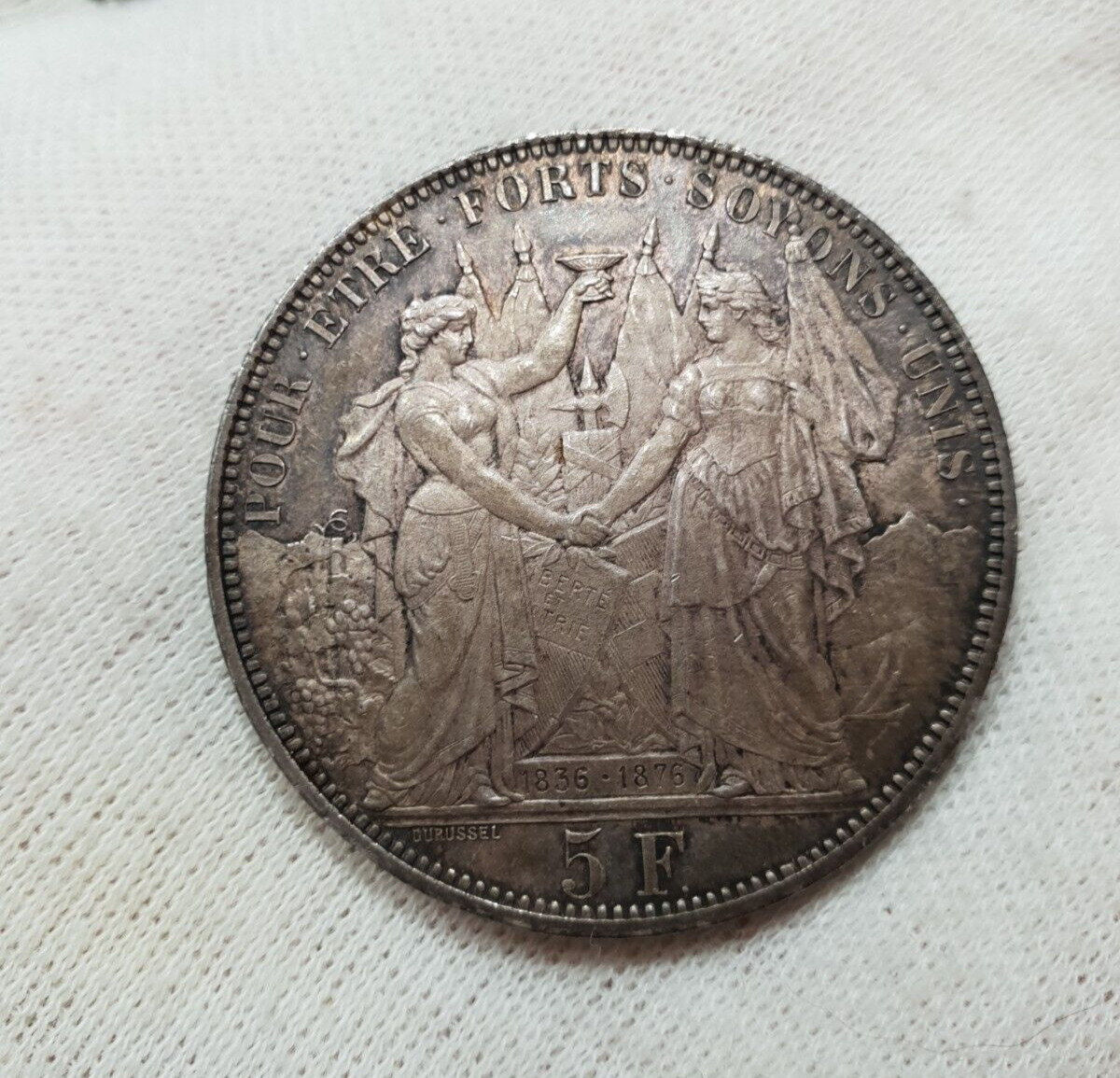 5 Francs 1876 Switzerland Lausanne Shooting Taler Silver City View Unc ...