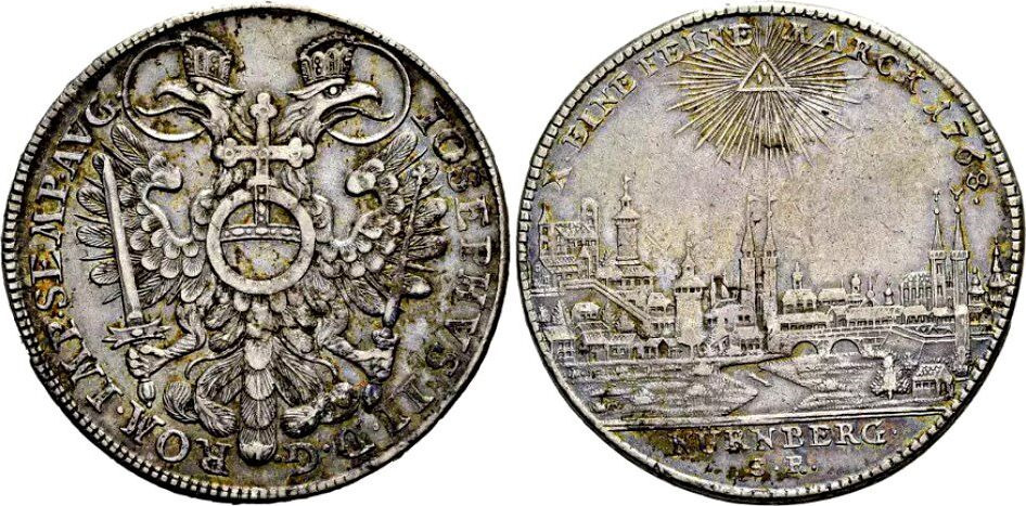 1 Thaler 1768 Nurnberg Aunc Silver City View Coin Germany Taler Rare ...