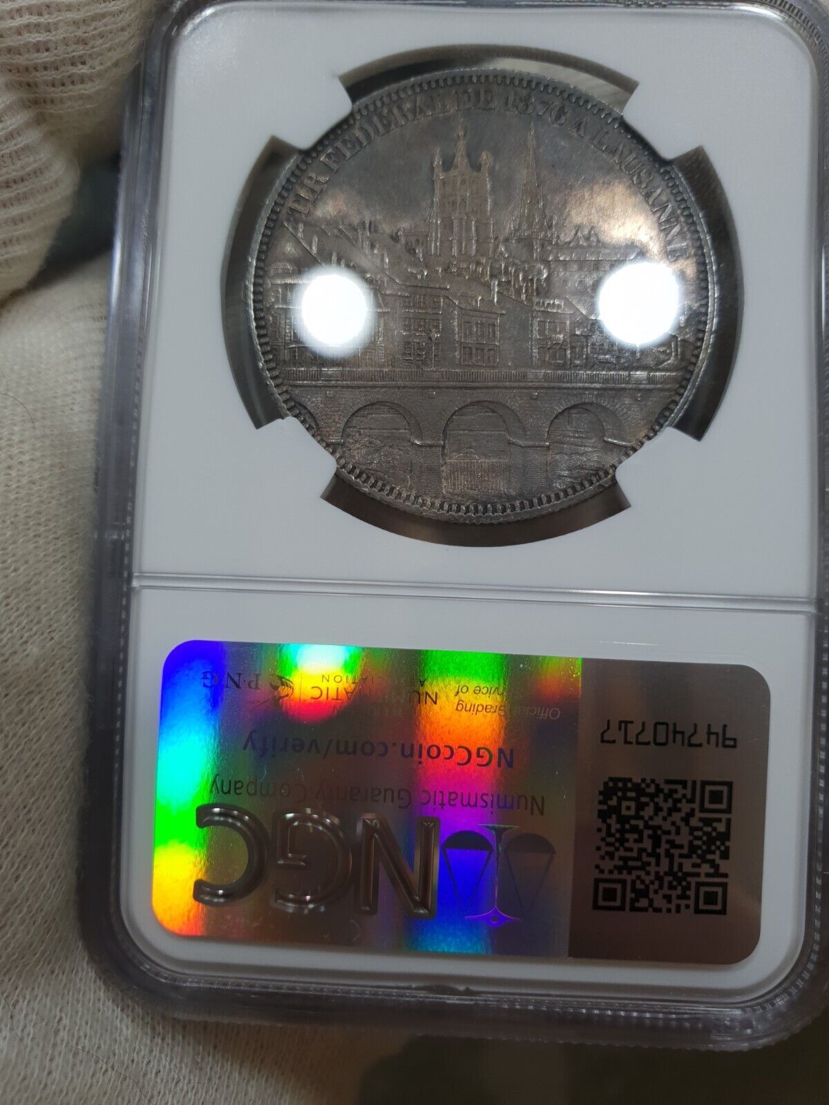 Thaler 1876 NGC Lausanne MS 62 Shooting City View Silver Switzerland ...