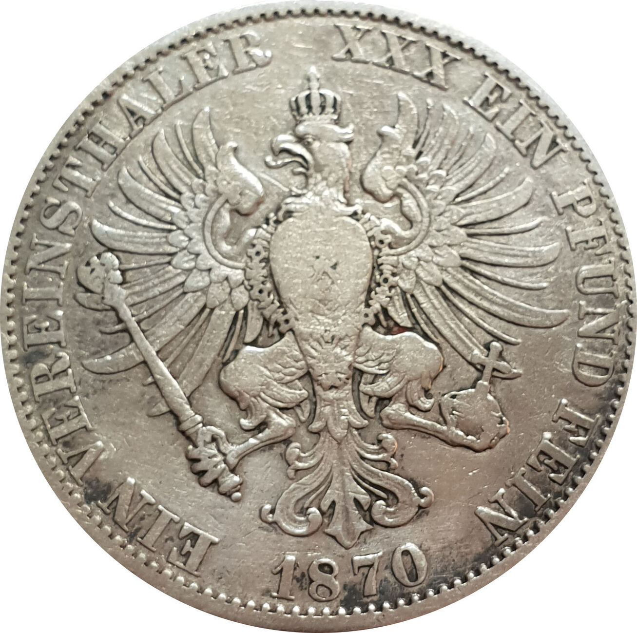1 Thaler 1870 Prussia Silver Coin Germany Taler German State | MA-Shops