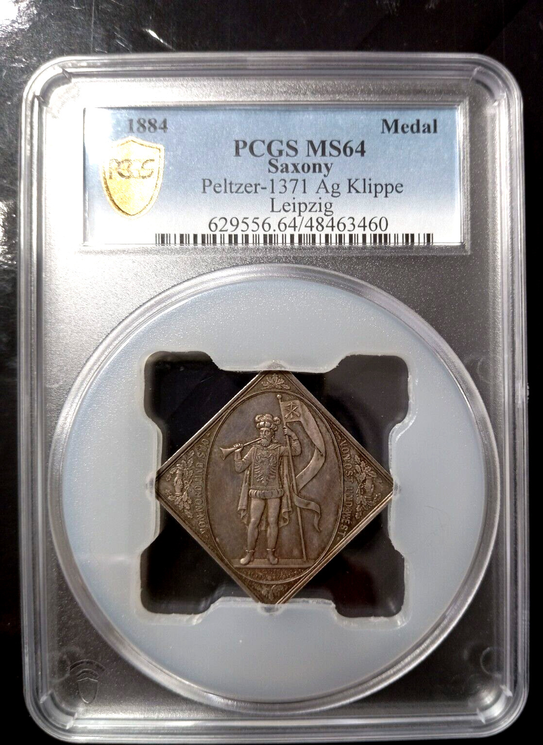 Medal 1884 PCGS SP 64 Saxony Shooting Unc Silver Leipzig Klippe Germany ...