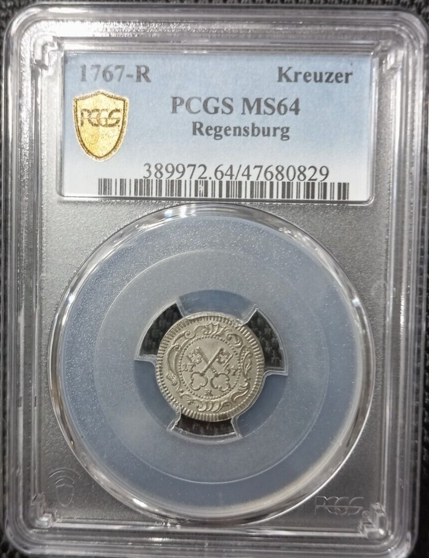 1 Kreuzer 1767 PCGS Regensburg MS 64 Silver Coin Keys Rare Unc Germany ...