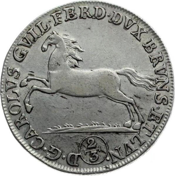 2/3 Thaler 1789 Braunschweig Wolfenbuttel Hannover Aunc Silver Germany Stallion | MA-Shops