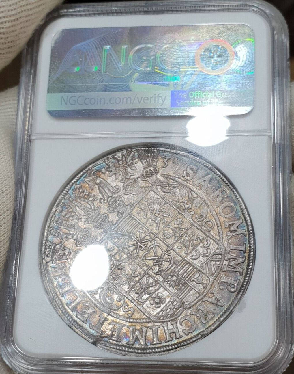 64 1 Thaler 1637 NGC Saxony MS Silver City View Coin Germany Colorful TOP POP | MA-Shops