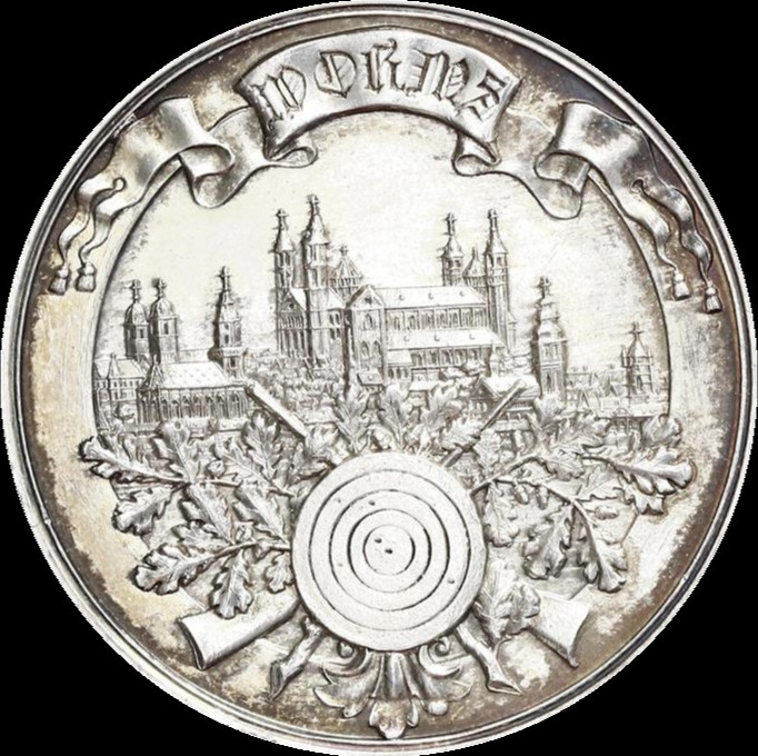 Medal 1895 Worms Shooting Unc Silver City View Dragon Germany German ...