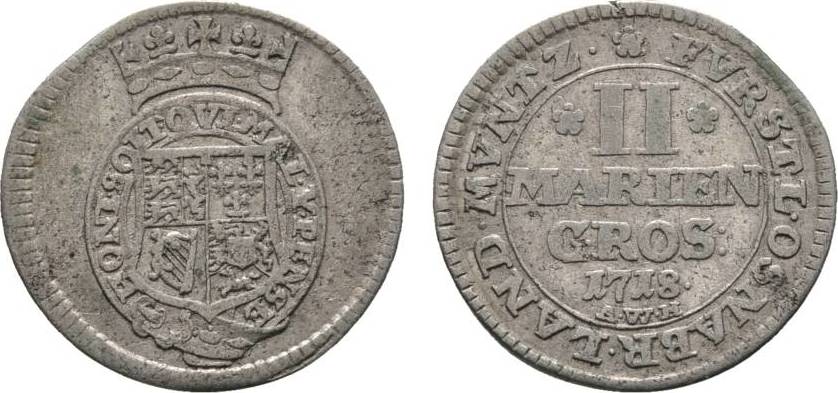 Osnabrück, Bistum 2 Mariengroschen 1718 AWH Osnabrück Ernst August II ...