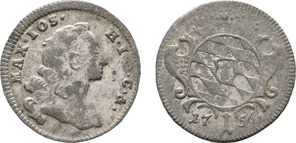 Bayern Kreuzer 1756 München Maximilian III. Joseph 1745-1777 VF | MA-Shops