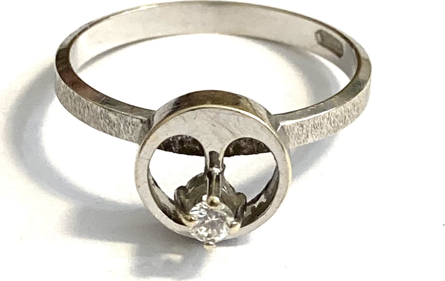 Ring Gr. 56,5 585er Weißgold (14 Karat WG) und Diamant / Brillant 0,08 ...