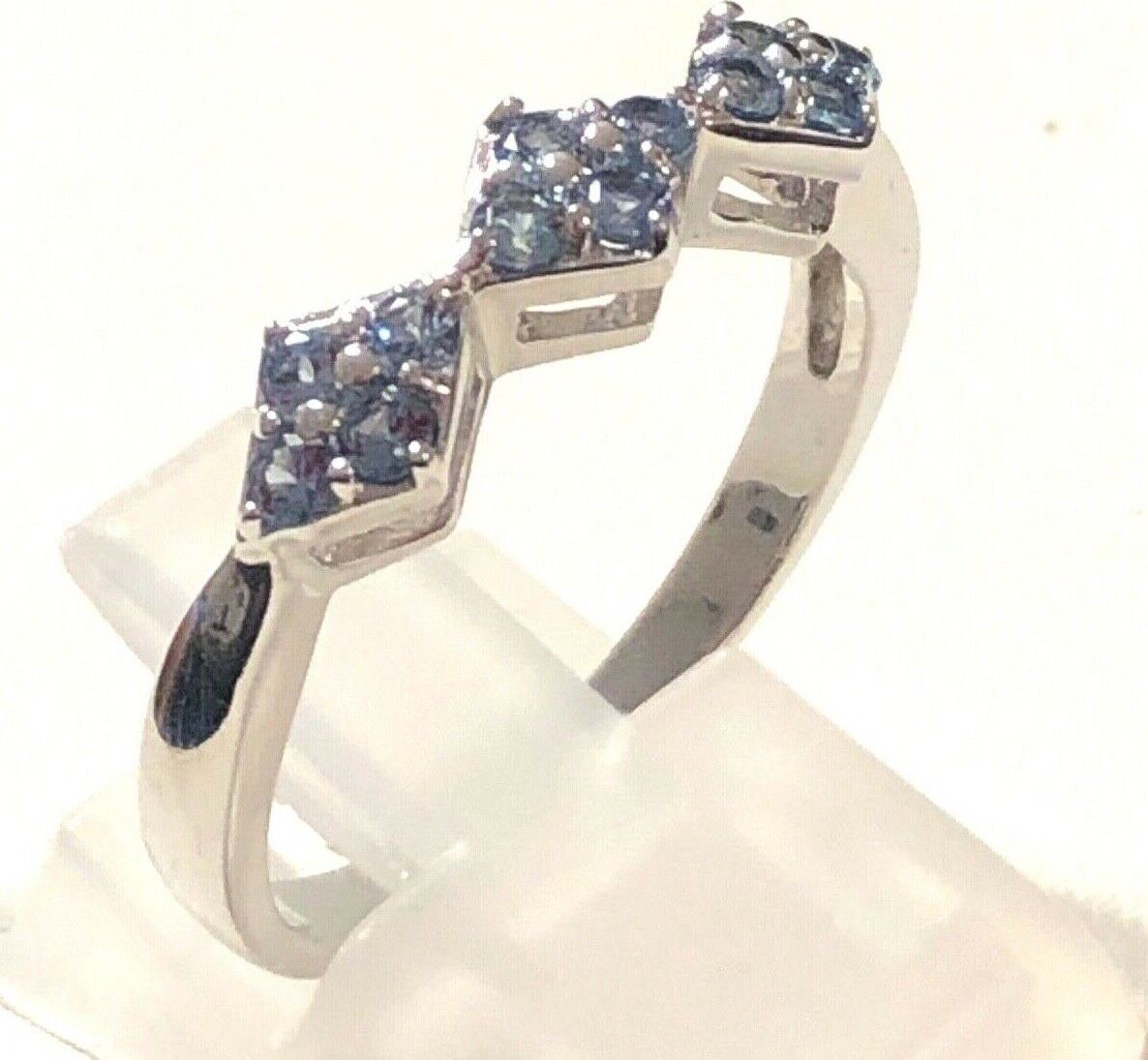 Ring Gr. 60 Zarter Silberring funkelnde blaue Zirkonia DQCZ 925 er ...