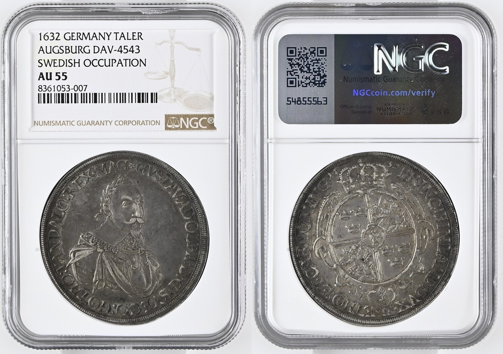 Germany - Augsburg TALER 1632 Swedish occupation NGC AU 55 | MA-Shops