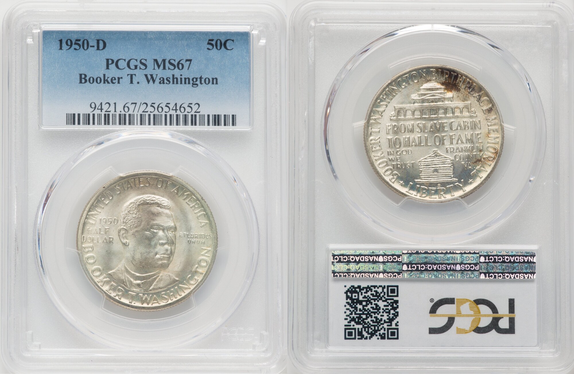 US 50C Booker T. Washington 1950-D Silver Commemorative PCGS MS67 | MA-Shops