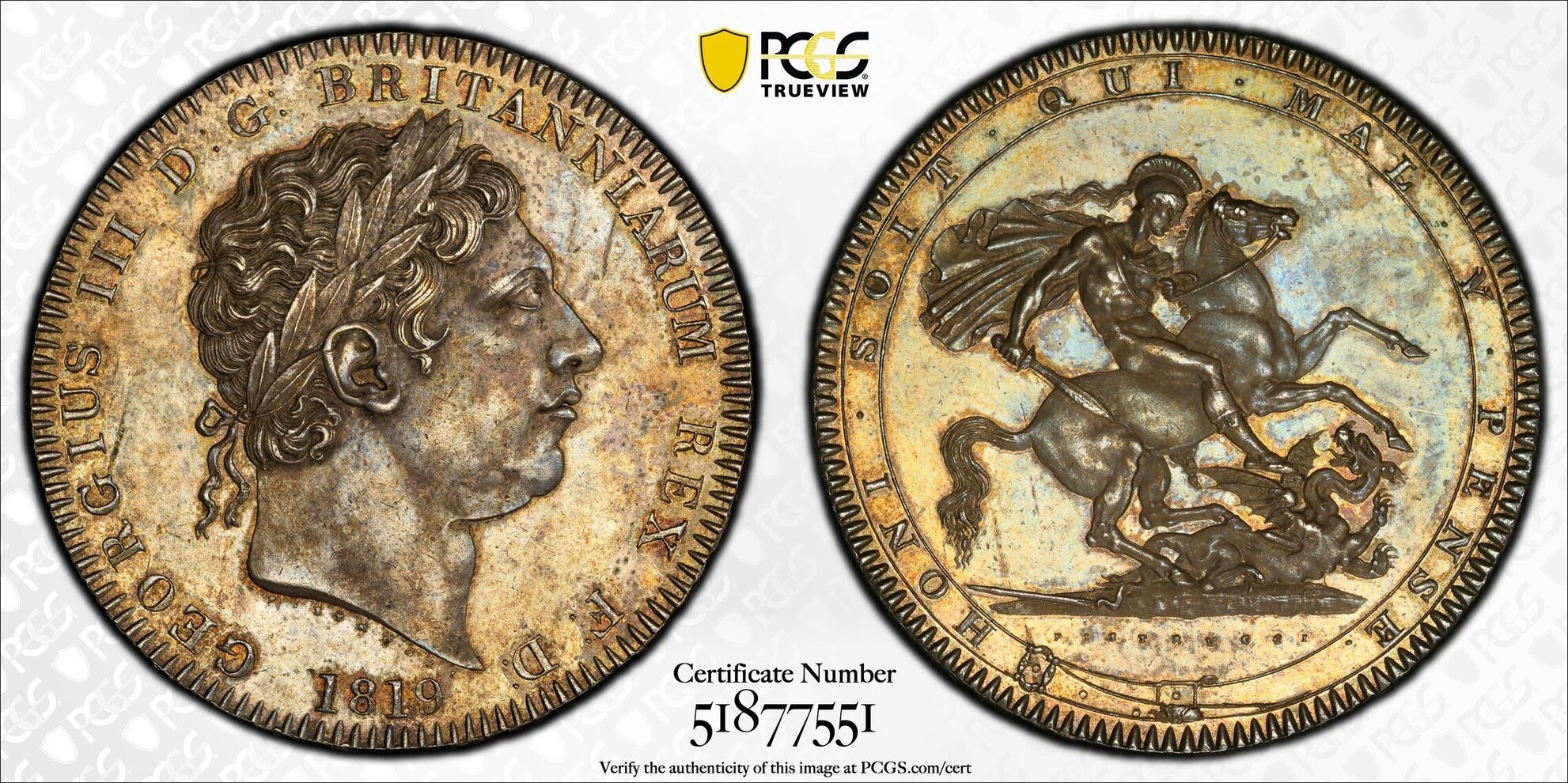 World Coins and Other null GREAT BRITAIN. George III. 1819 LIX AR Crown ...