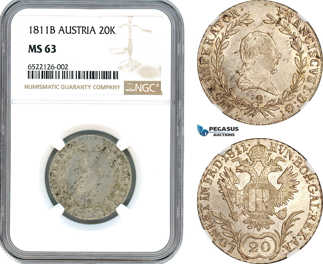 Austria 20 Kreuzer 1811 NGC MS63, Top Pop | MA-Shops