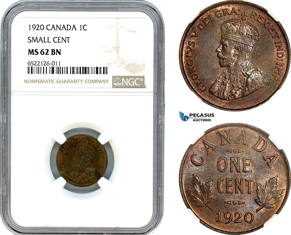 Canada 1 Cent 1920 NGC MS62BN | MA-Shops