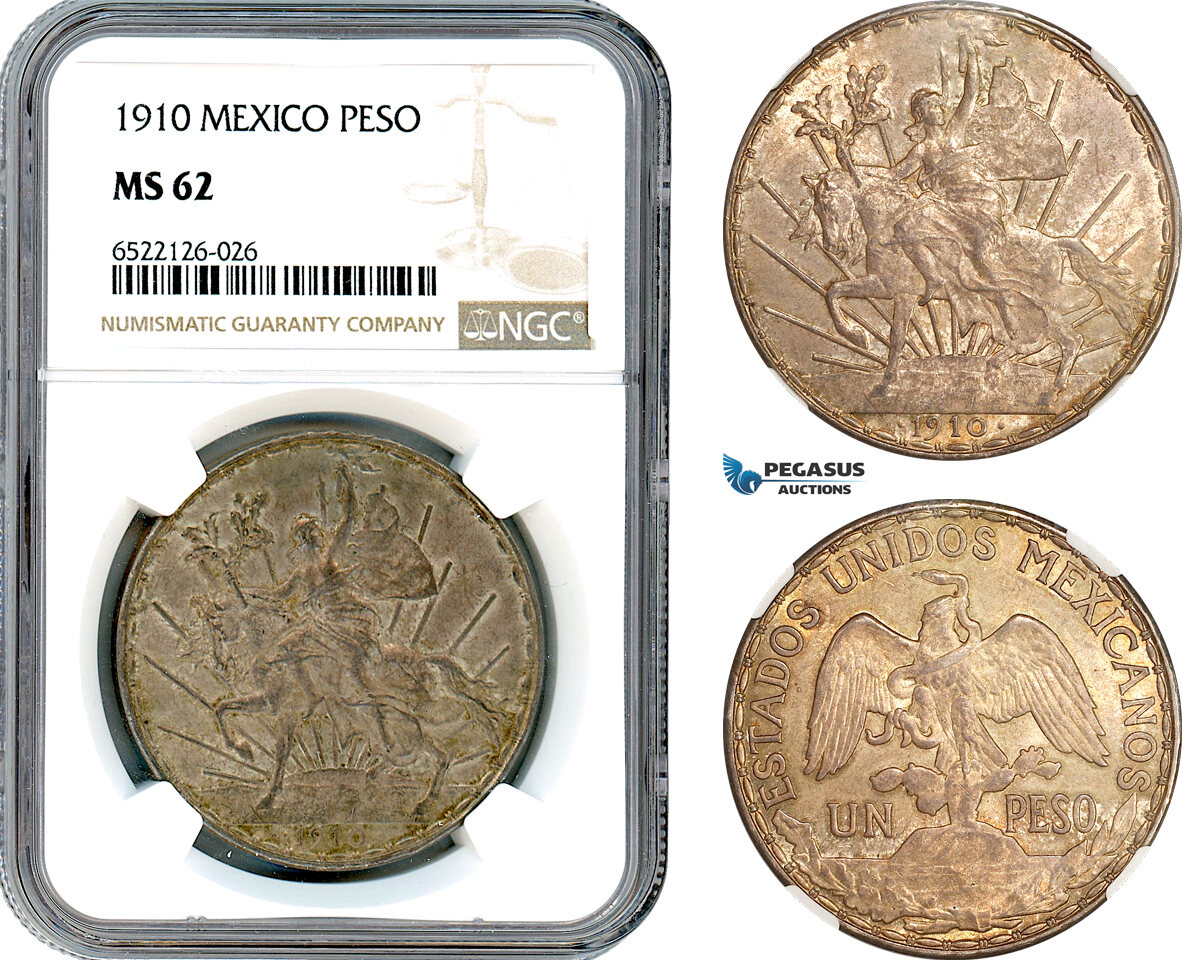 Mexico 1 Peso 1910 NGC MS62 | MA-Shops