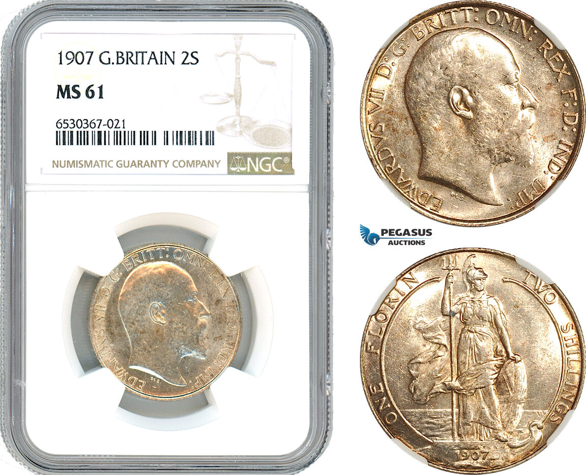 Great Britain 1 Florin / 2 Shillings 1907 NGC MS61 | MA-Shops