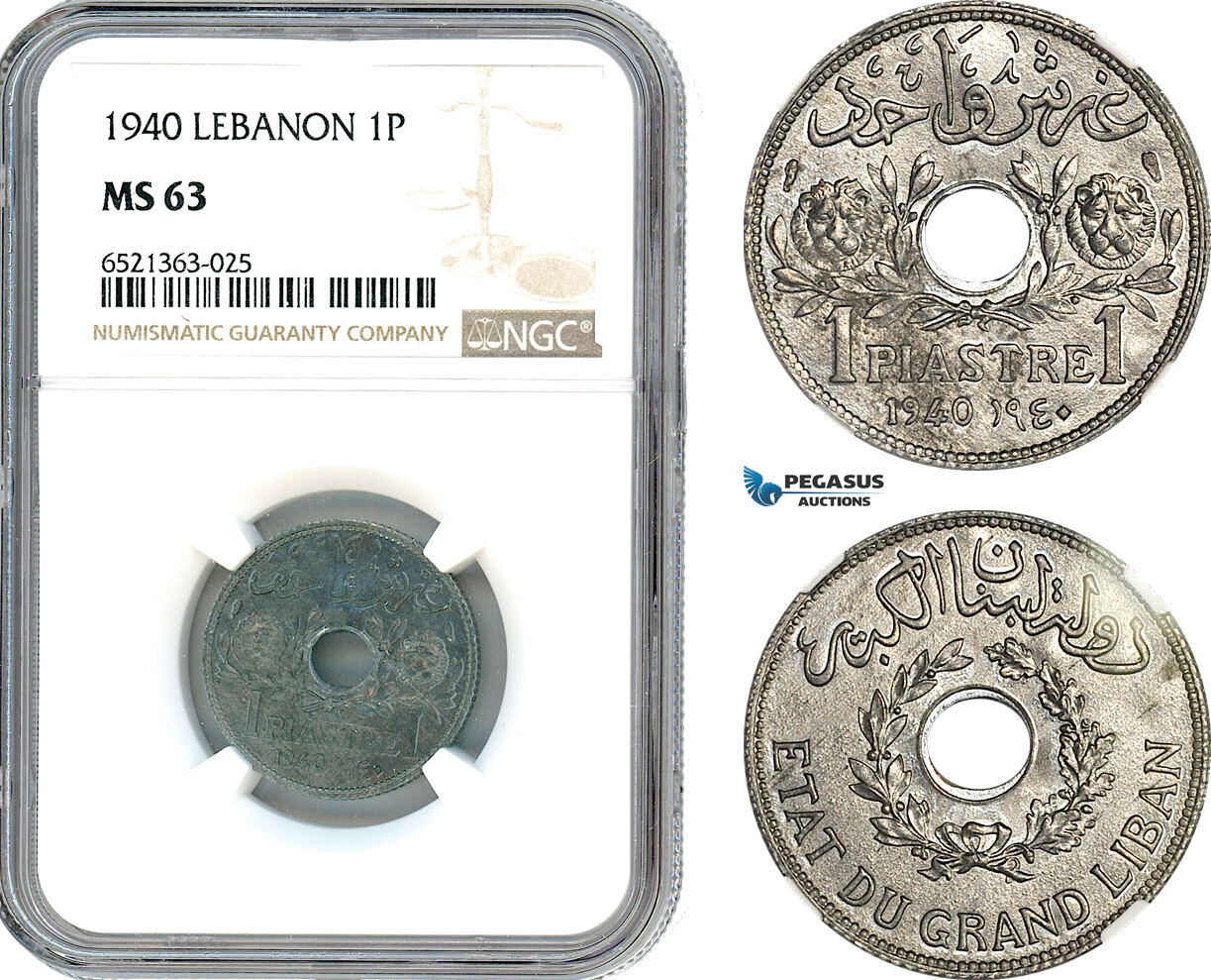 Lebanon 1 Piastre 1940 NGC MS63 | MA-Shops