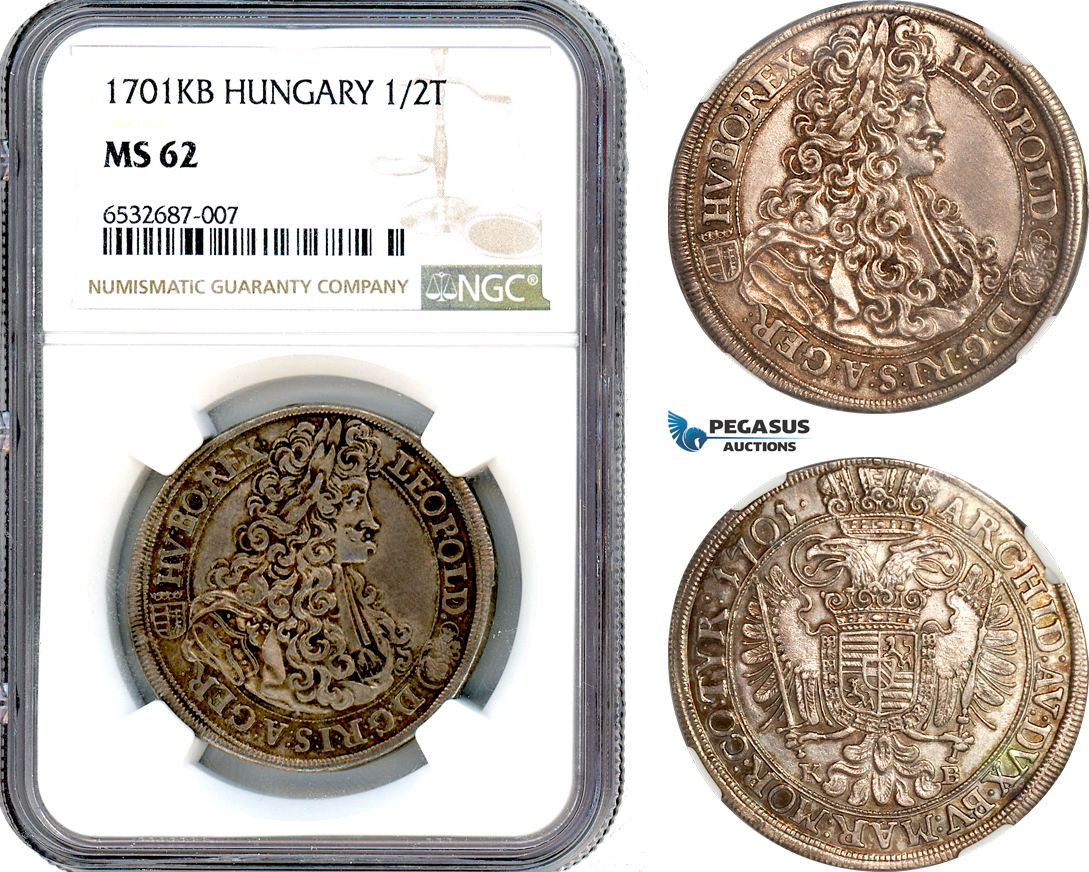 Hungary 1/2 Taler 1701 NGC MS62 | MA-Shops