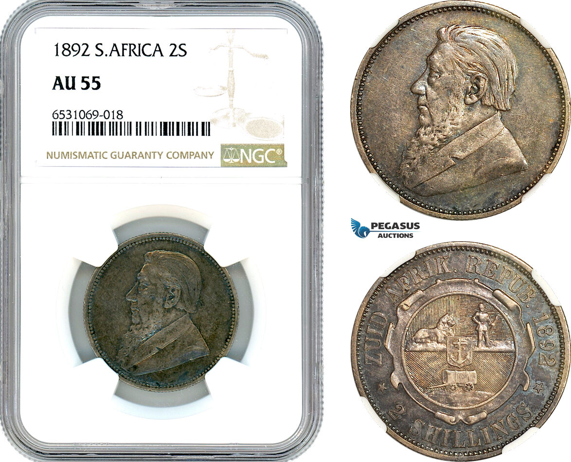South Africa 2 Shillings 1892 NGC AU55 | MA-Shops