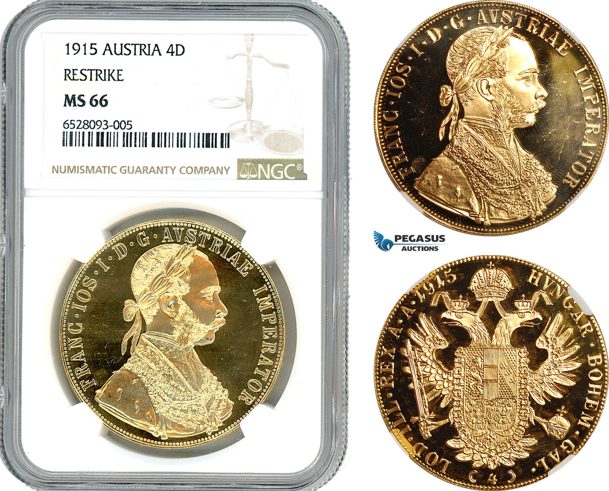 Austria Restrike 4 Ducats 1915 NGC MS66 | MA-Shops