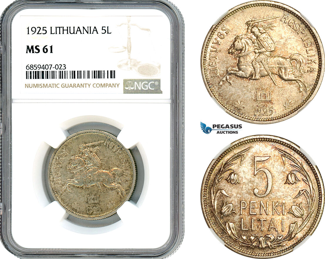 Lithuania 5 Litai 1925 NGC MS61 | MA-Shops