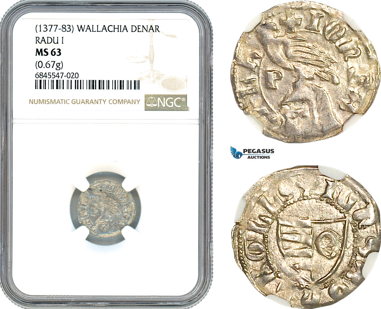 Romania 1 Denar 1377-83 NGC MS63 | MA-Shops