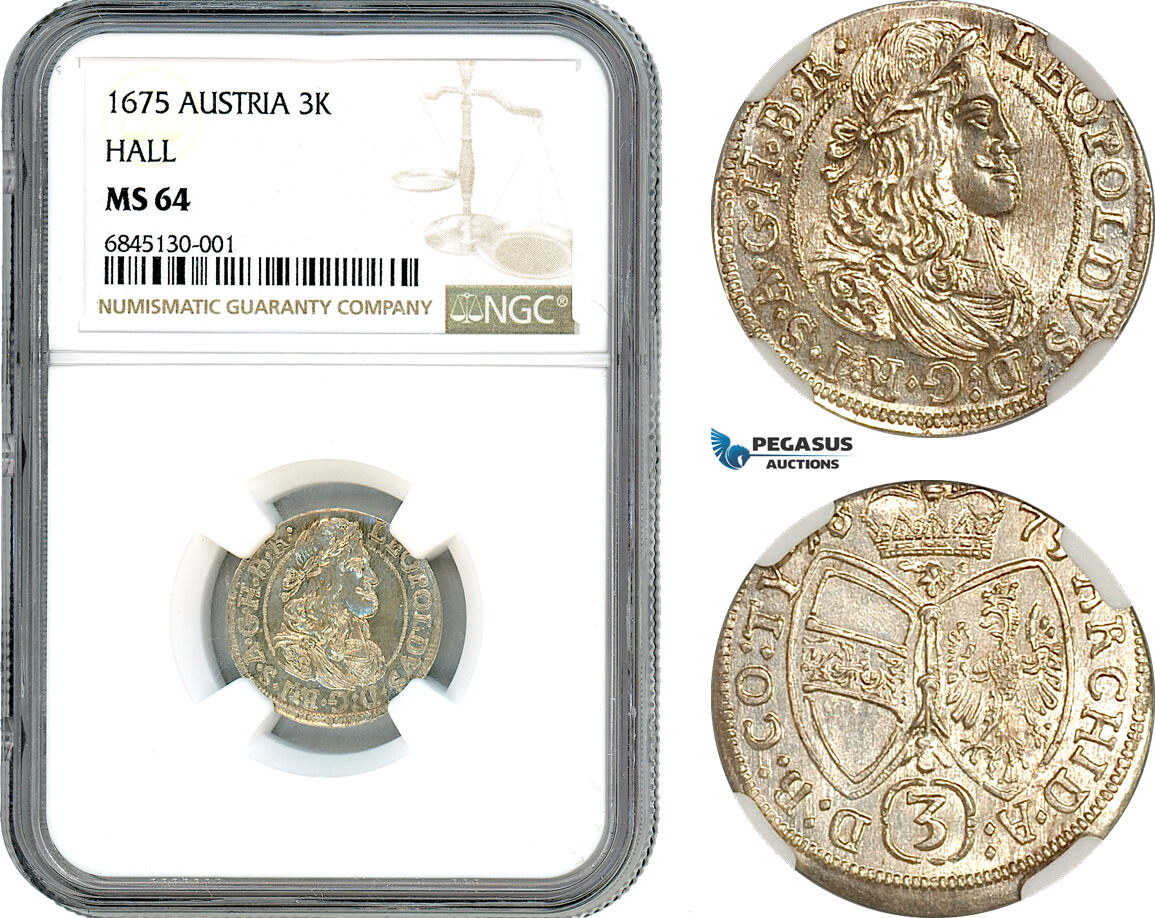 Austria 3 Kreuzer 1675 NGC MS64 | MA-Shops