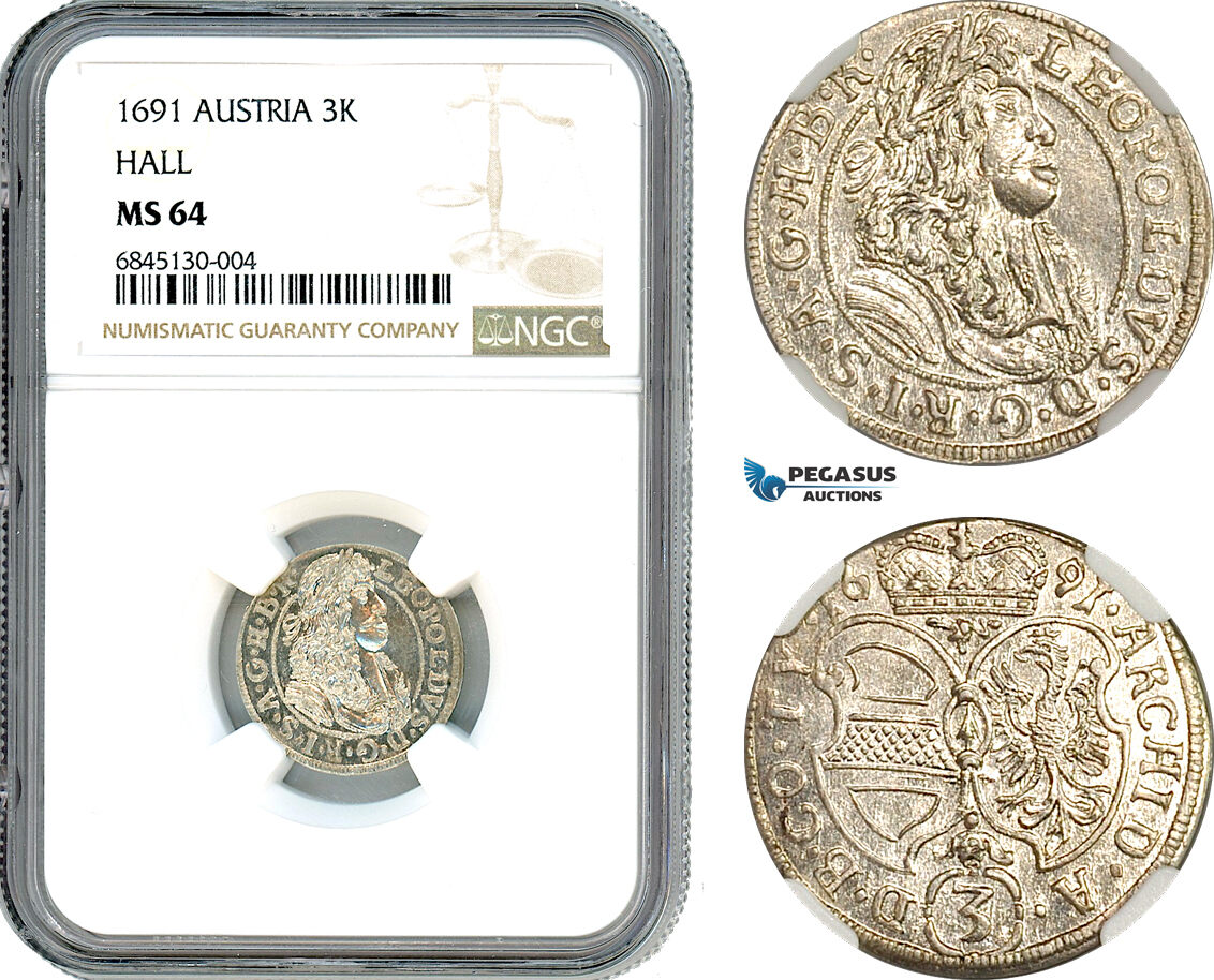 Austria 3 Kreuzer 1691 NGC MS64 | MA-Shops