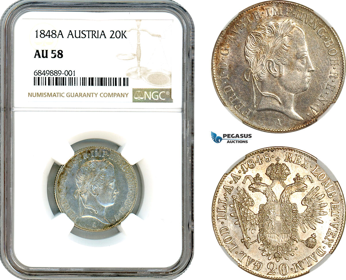 Austria 20 Kreuzer 1848 NGC AU58 | MA-Shops