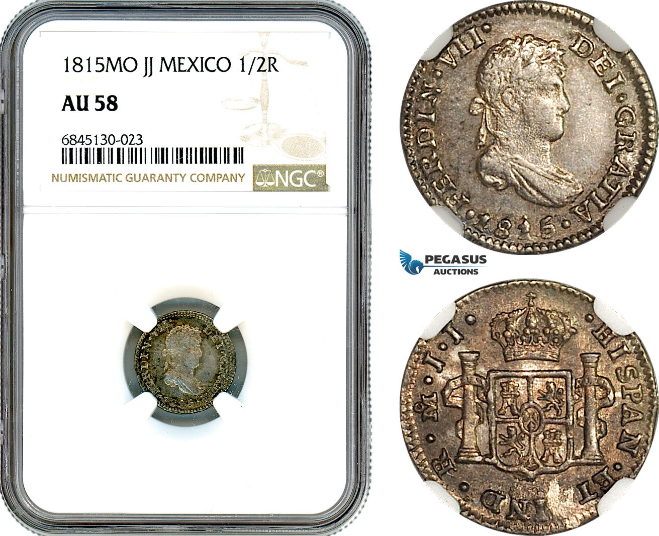 Mexico 1/2 Real 1815 NGC AU58 | MA-Shops