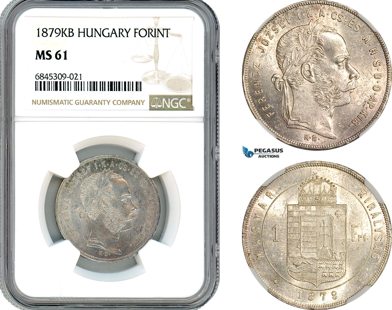 Hungary 1 Forint 1879 NGC MS61 | MA-Shops