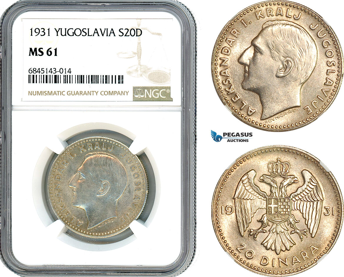 Yugoslavia 20 Dinara 1931 NGC MS61 | MA-Shops
