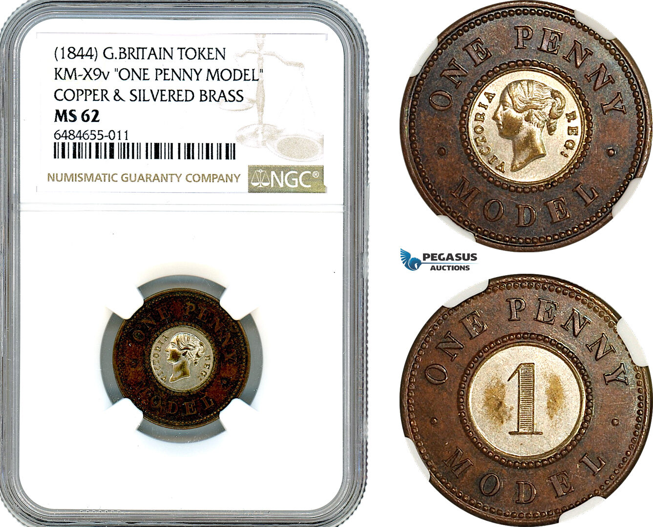Great Britain 1 Penny Model 1844 NGC MS62 | MA-Shops