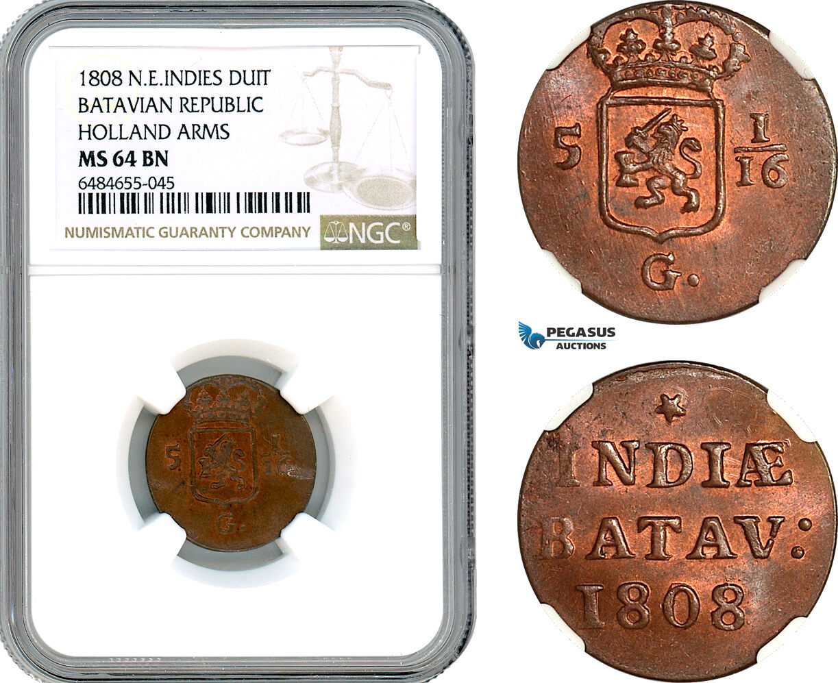 Netherlands East Indies 1 Duit 1808 NGC MS64BN | MA-Shops
