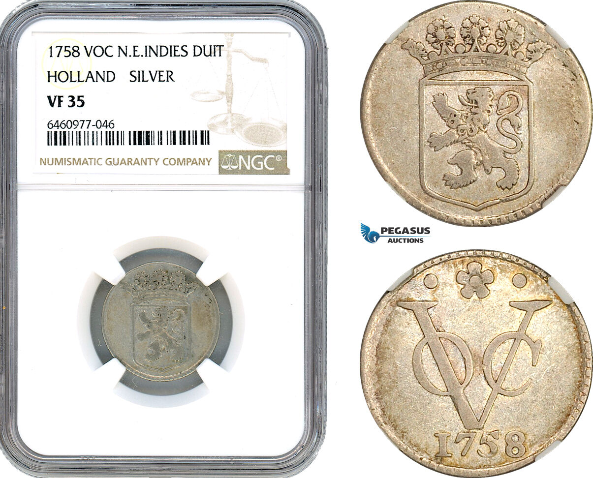 Netherlands East Indies 1 Duit 1758 NGC VF35 | MA-Shops