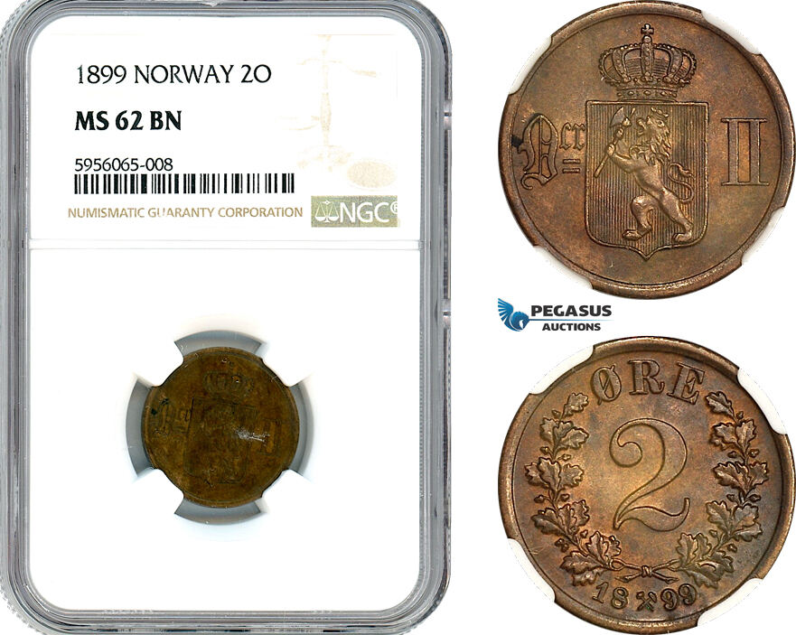Norway 2 Ore 1899 NGC MS62BN | MA-Shops