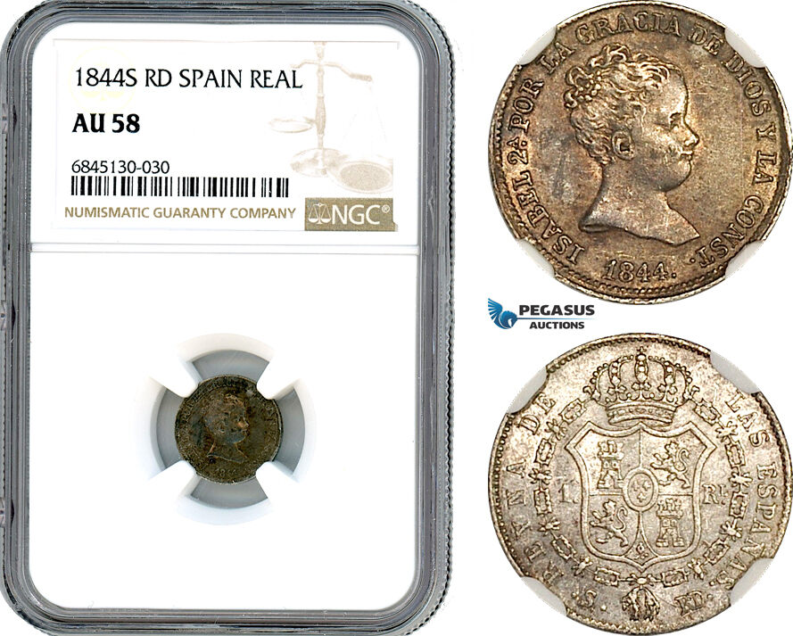 Spain 1 Real 1844 NGC AU58 | MA-Shops