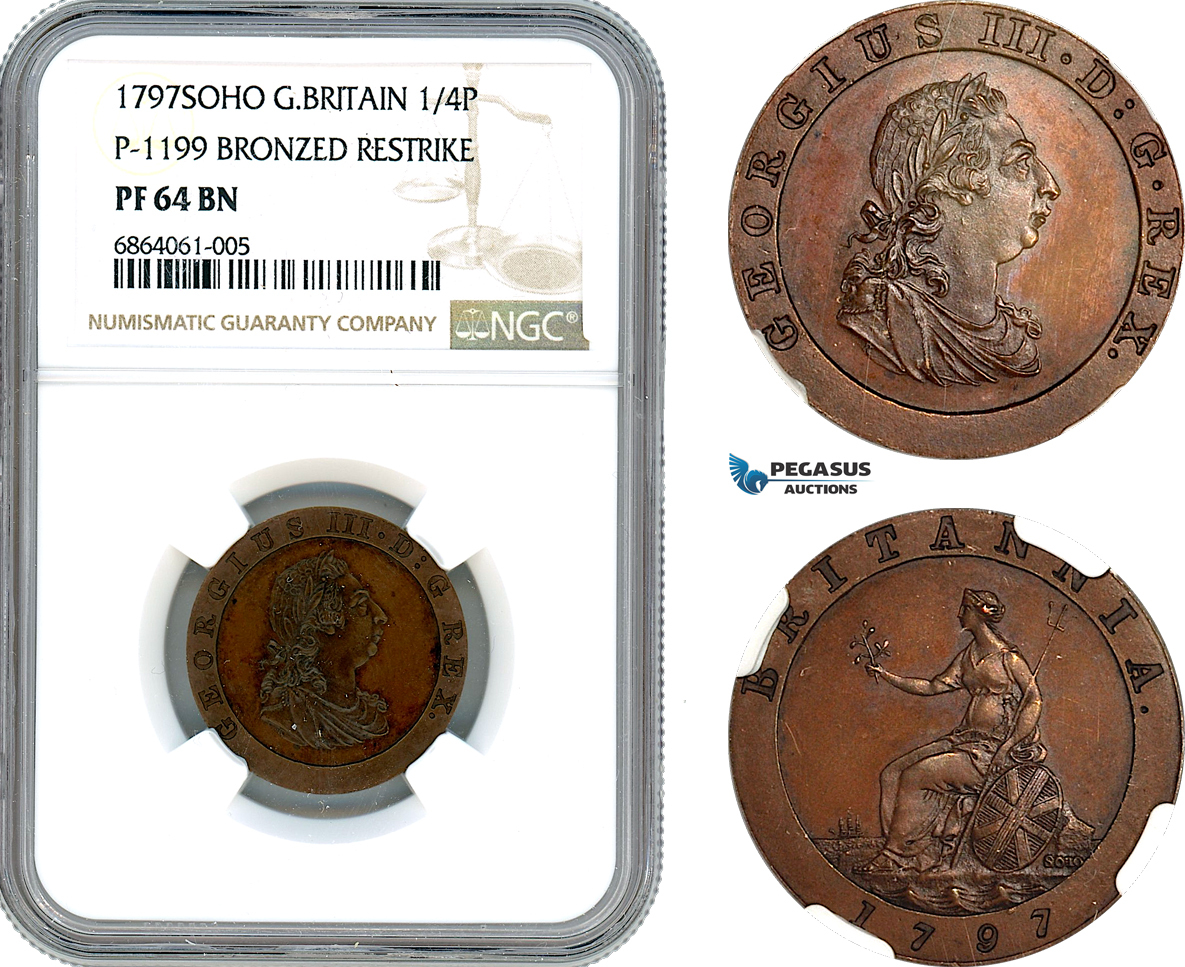 Great Britain 1/4 Penny 1797 NGC PF64BN | MA-Shops