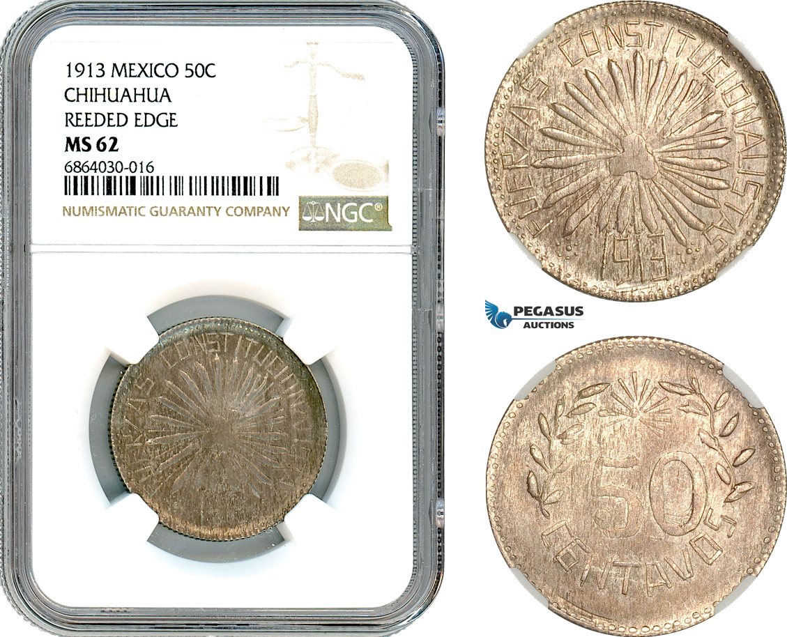 Mexico 50 Centavos 1913 NGC MS62 | MA-Shops