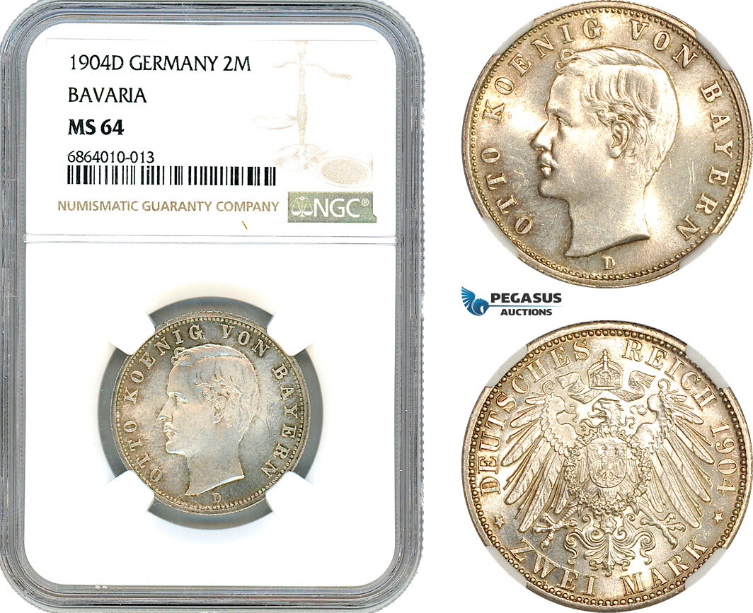 Germany, Bavaria 2 Mark 1904 NGC MS64 | MA-Shops