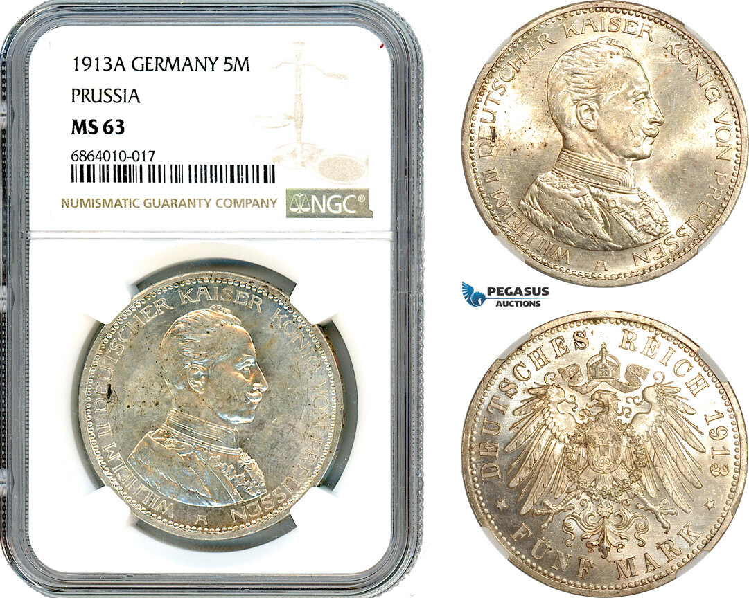 Germany, Prussia 5 Mark 1913 NGC MS63 | MA-Shops