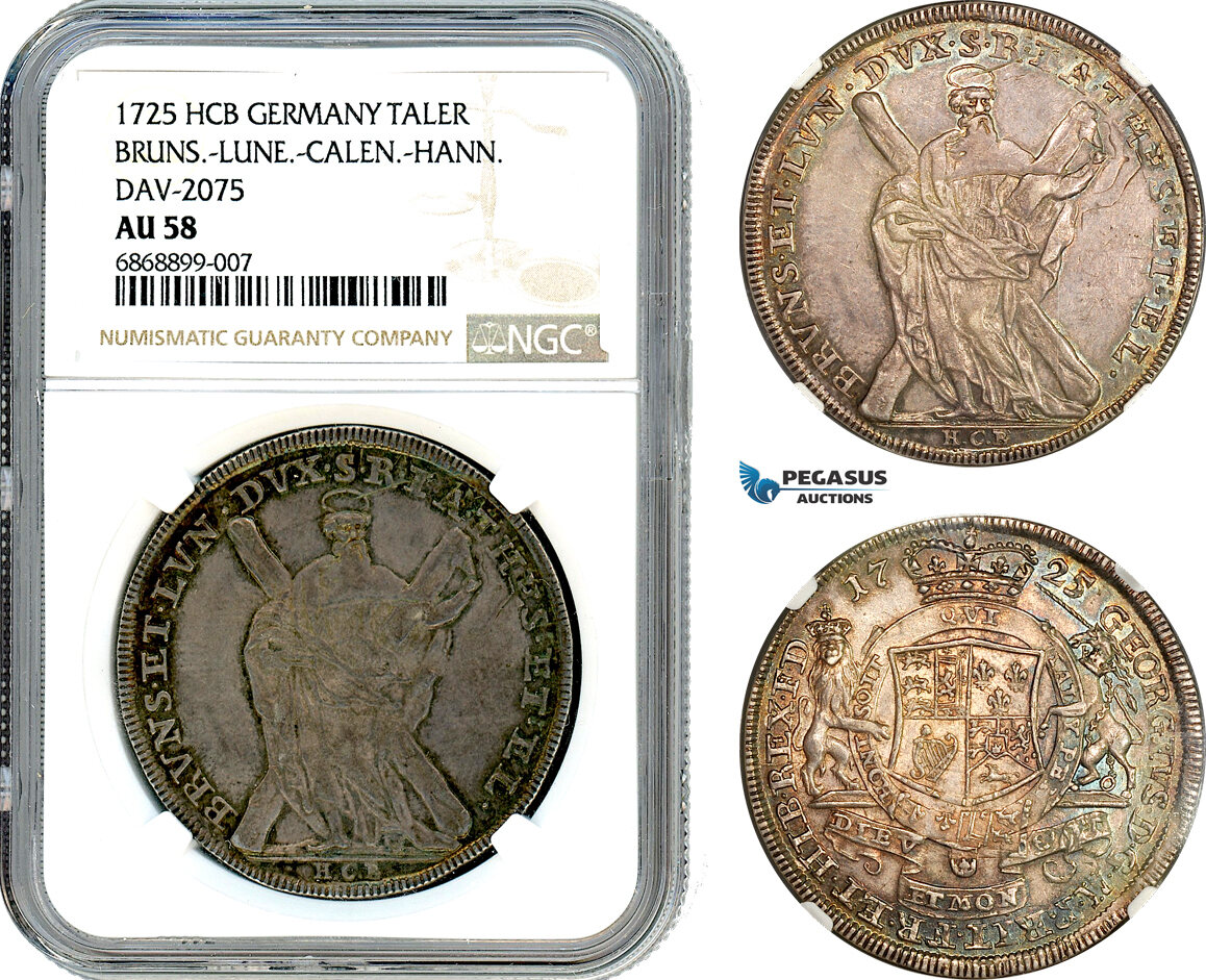 Germany, Brunswick-Lüneburg-Calenberg-Hannover 1 Taler 1725 NGC AU58 ...