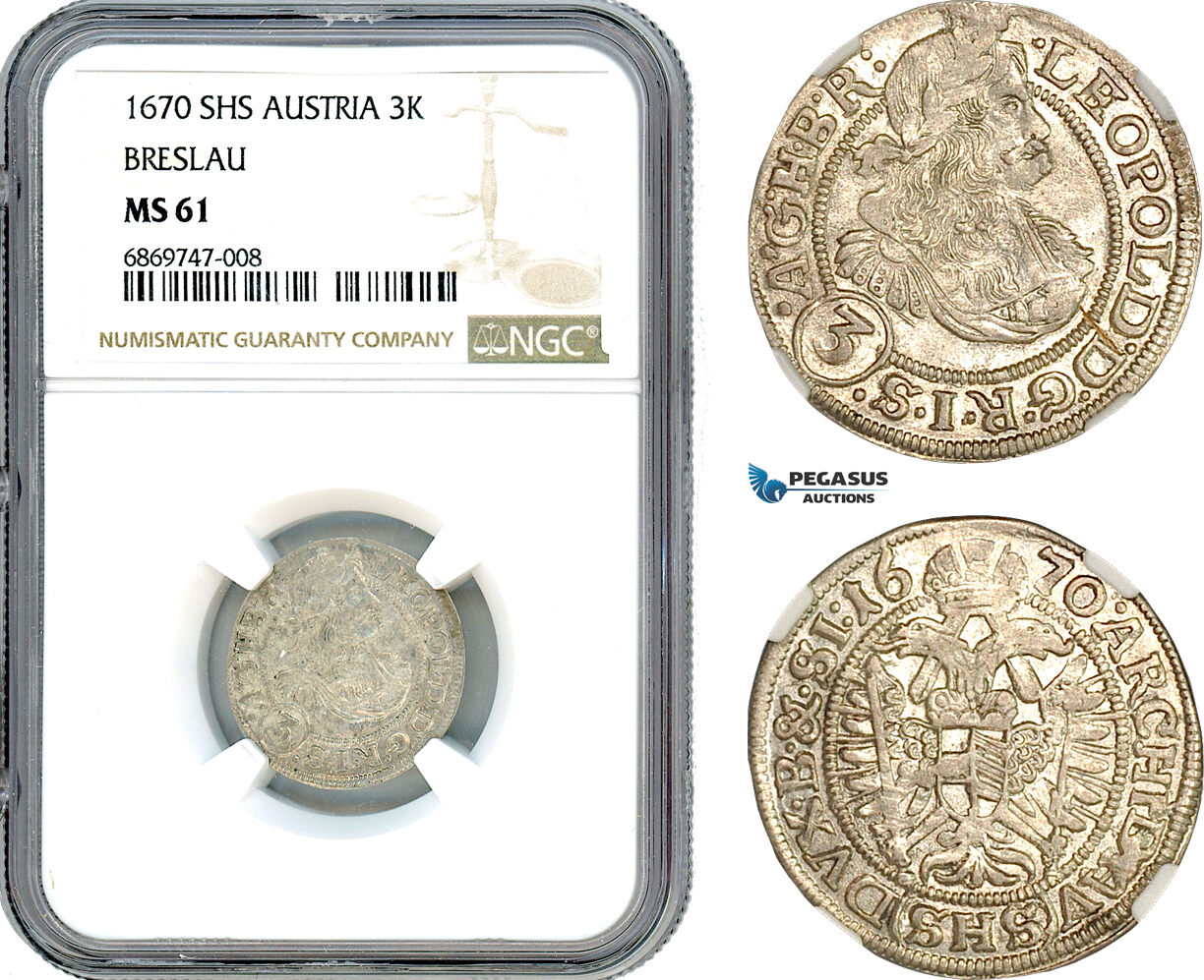Austria 3 Kreuzer 1670 NGC MS61 | MA-Shops