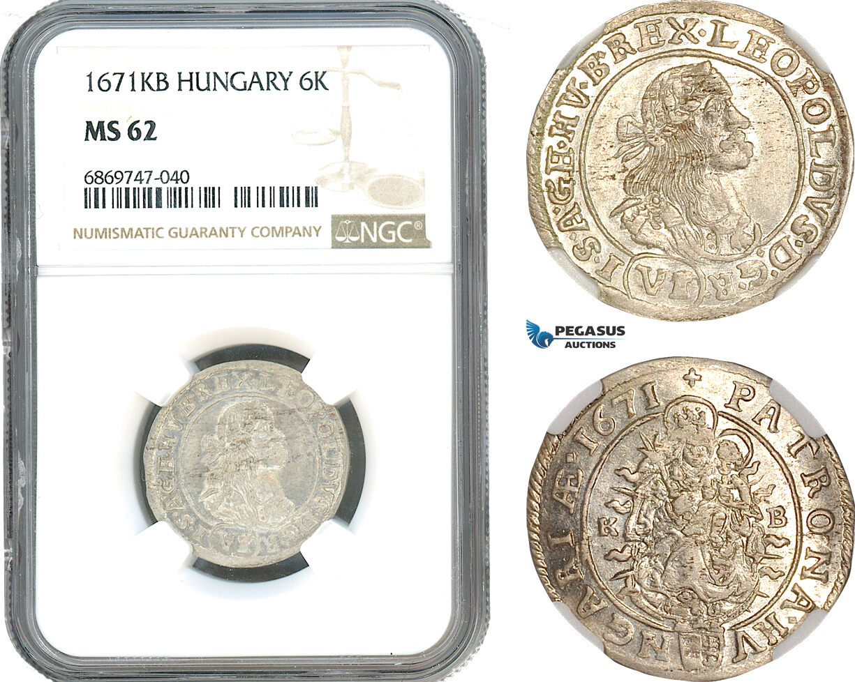 Hungary 6 Krajczar 1671 NGC MS62 | MA-Shops