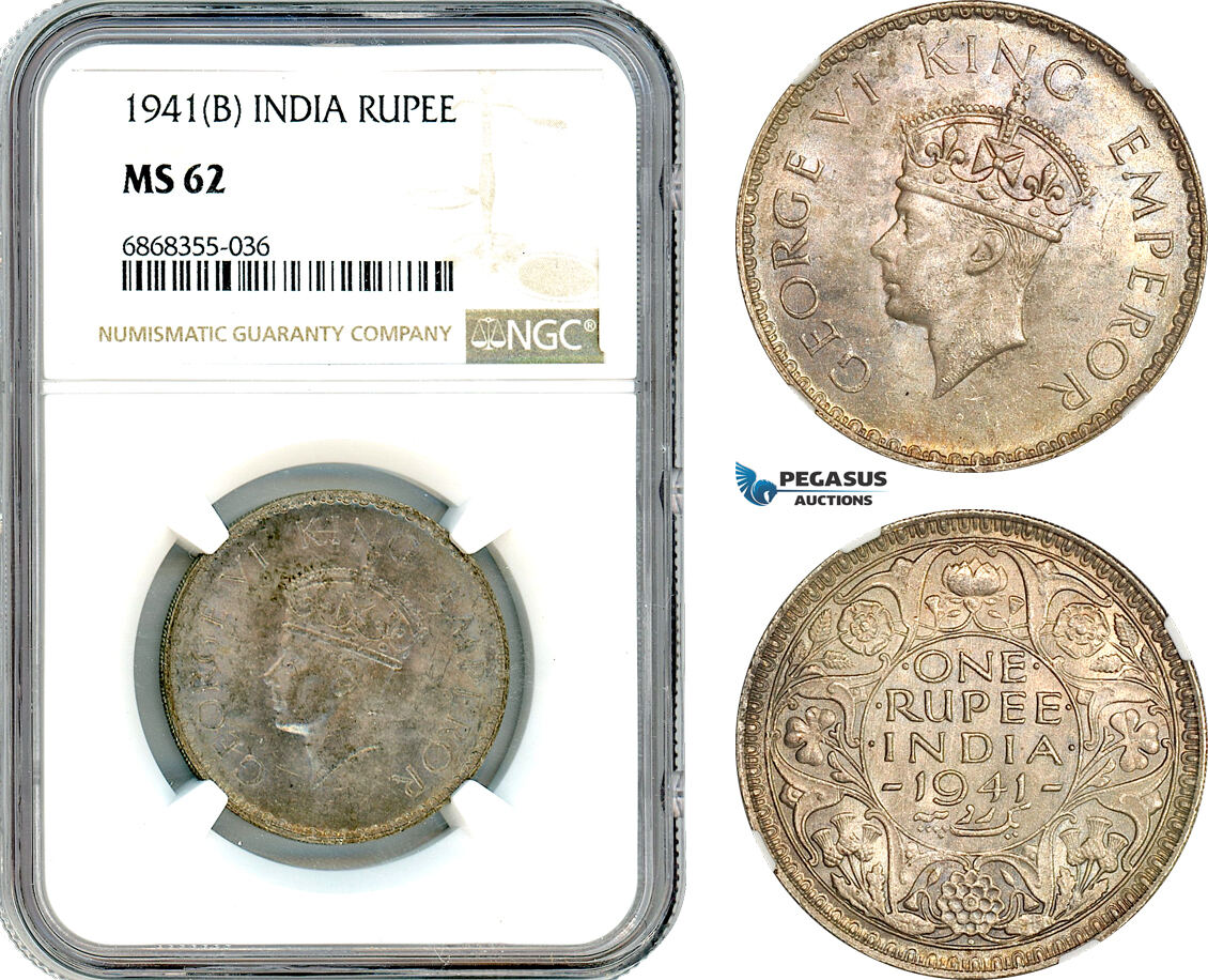 India, British 1 Rupee 1941 NGC MS62 | MA-Shops